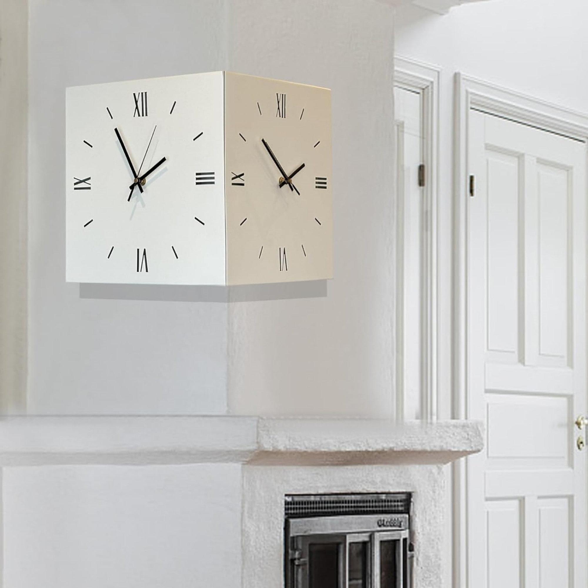 Ebern Designs Metal Wall Clock Backlit Corner Clock | Wayfair