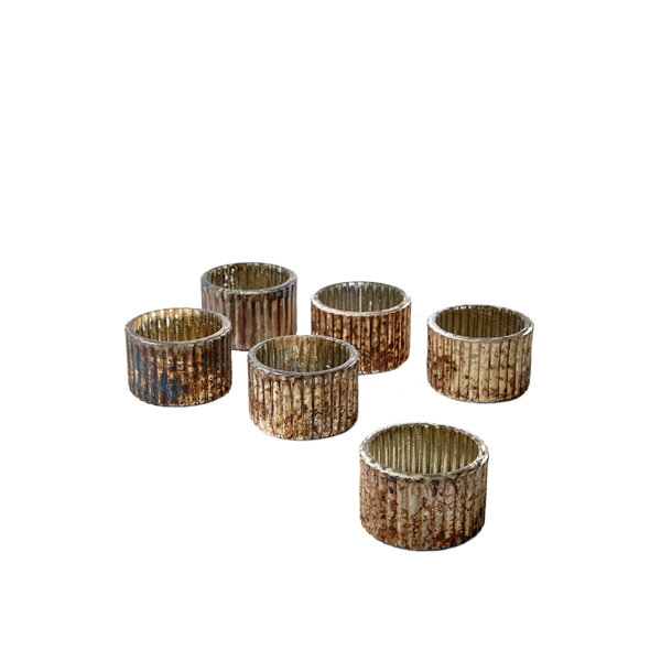 Bungalow Rose 1.25" Ribbed Rustic Silver Candle Holder Vase, Set Of 6 ...