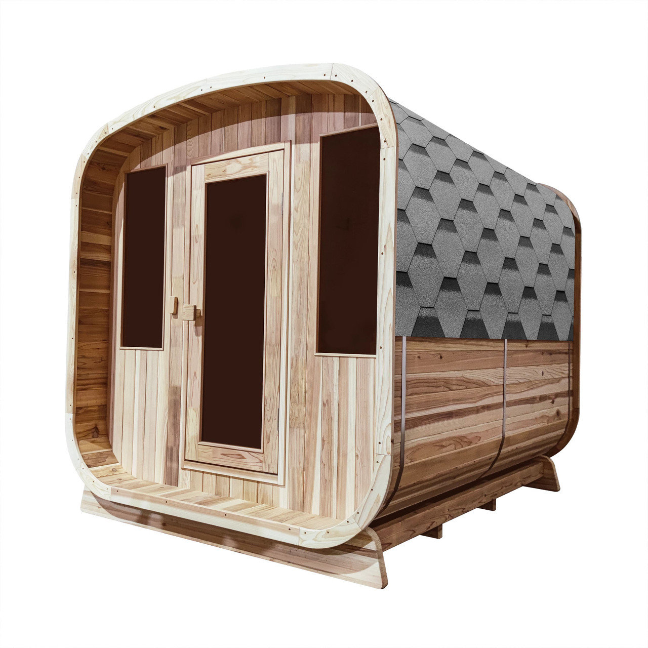 ALEKO Outdoor Rustic Cedar Square Sauna – 6 Person – 6 kW UL Certified ...