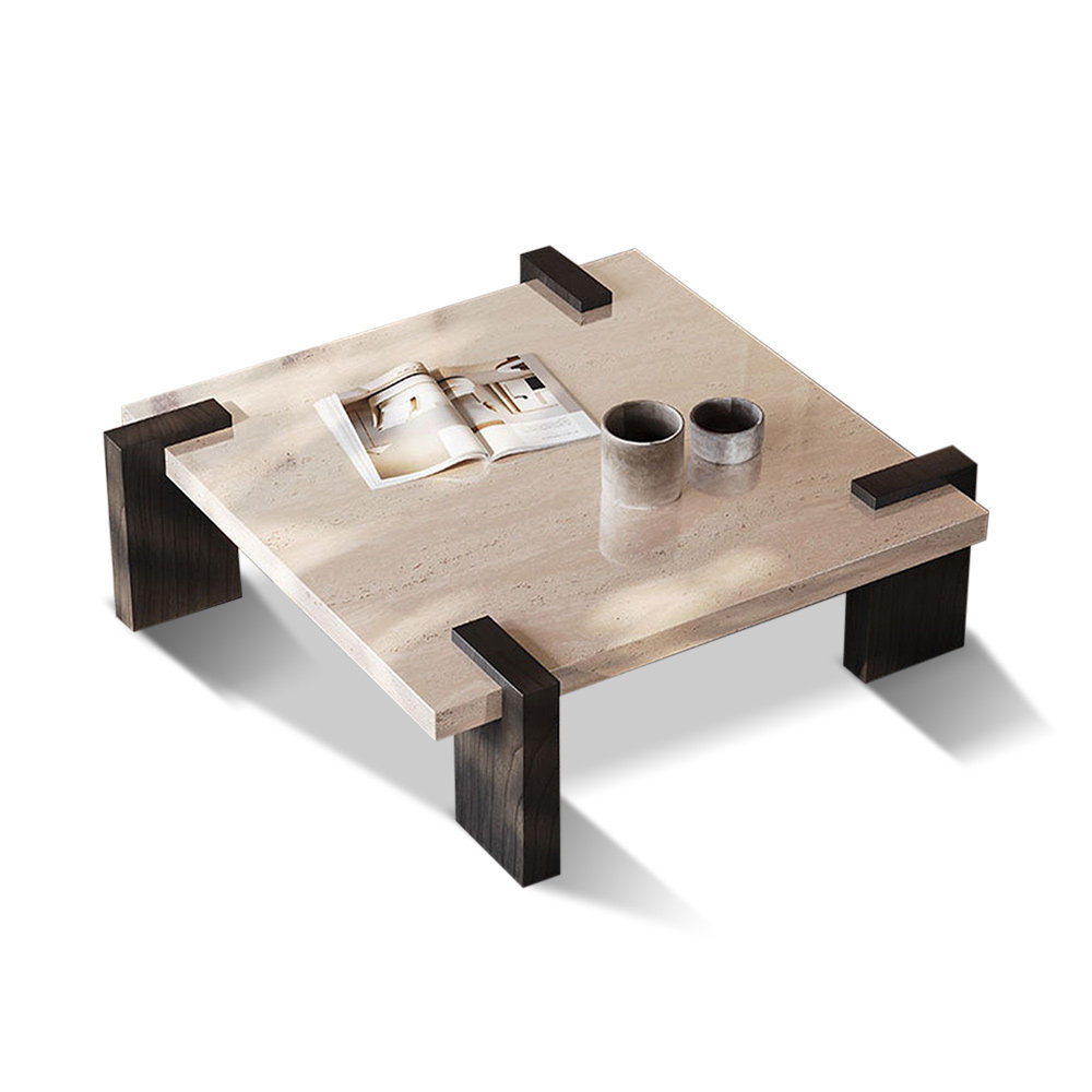 Awning Specs Solid Wood + Sintered Stone Square Coffee Table | Wayfair