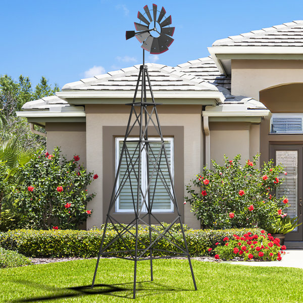 Arlmont & Co. Sumaia 100'' H Metal Windmill Weathervane & Reviews | Wayfair