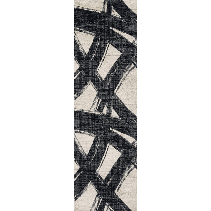 Ebern Designs Avyaan Abstract Ivory/Black Area Rug & Reviews | Wayfair