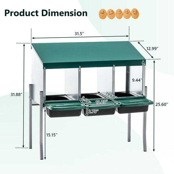 Tucker Murphy Pet™ 3 Chicken Nesting Boxes With Legs And Lid For ...