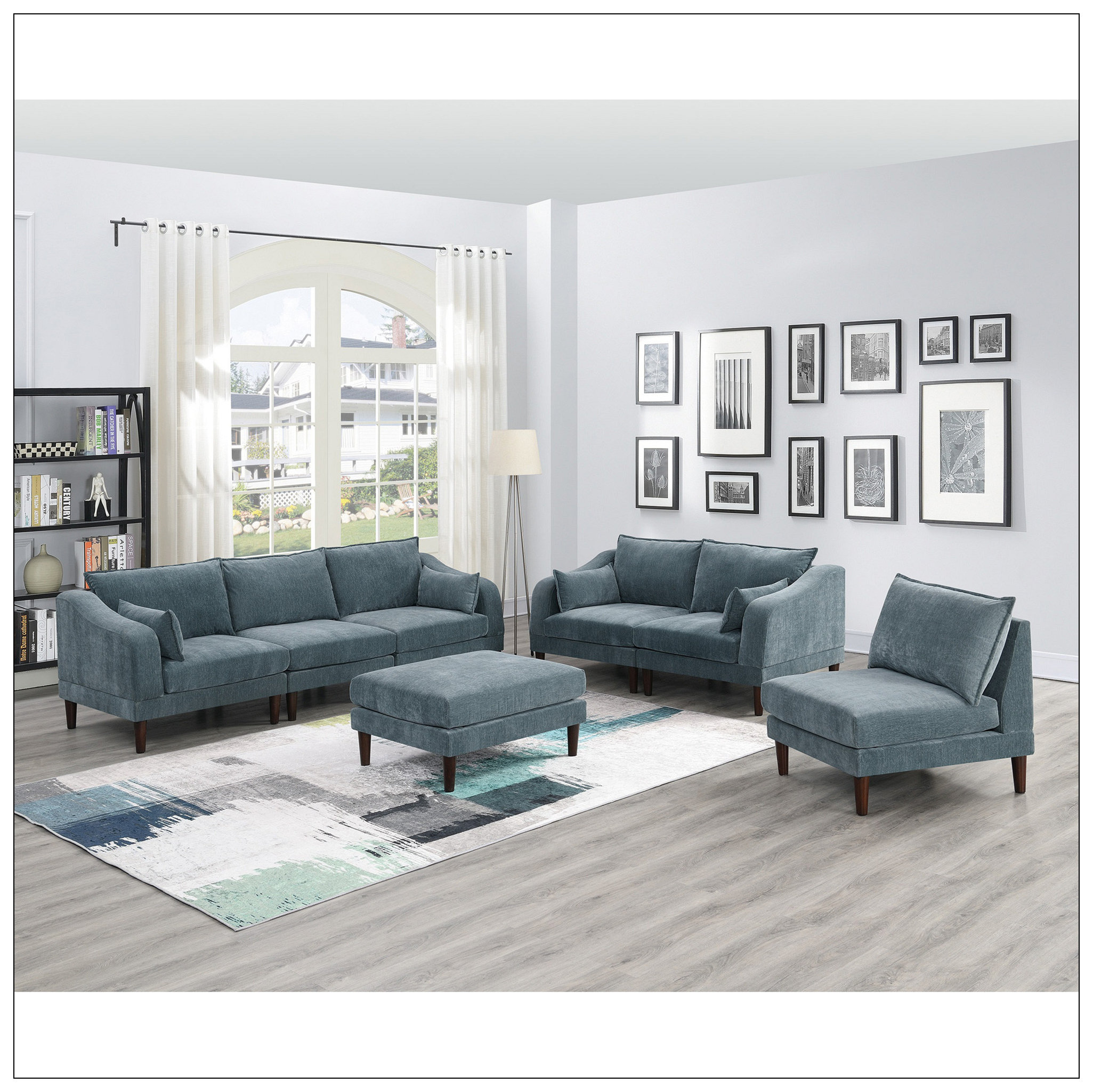 Lark Manor 6Pcs Modular Sofa Set 4X One Arm Chairs 1X Armless Chair 1X ...