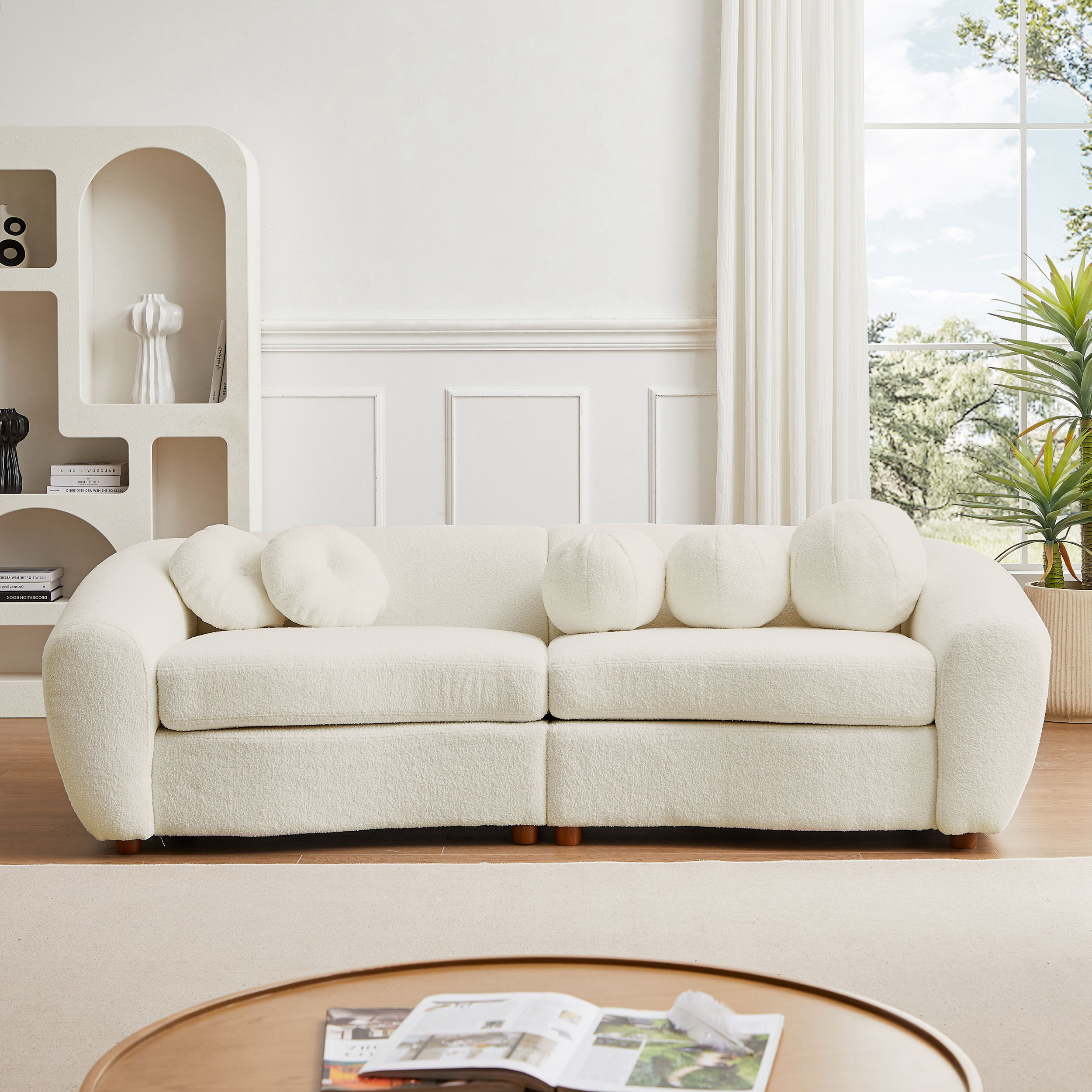 Ivy Bronx 87.7" Modern Curved Sofa, Back Upholstered Couch with 5 ...