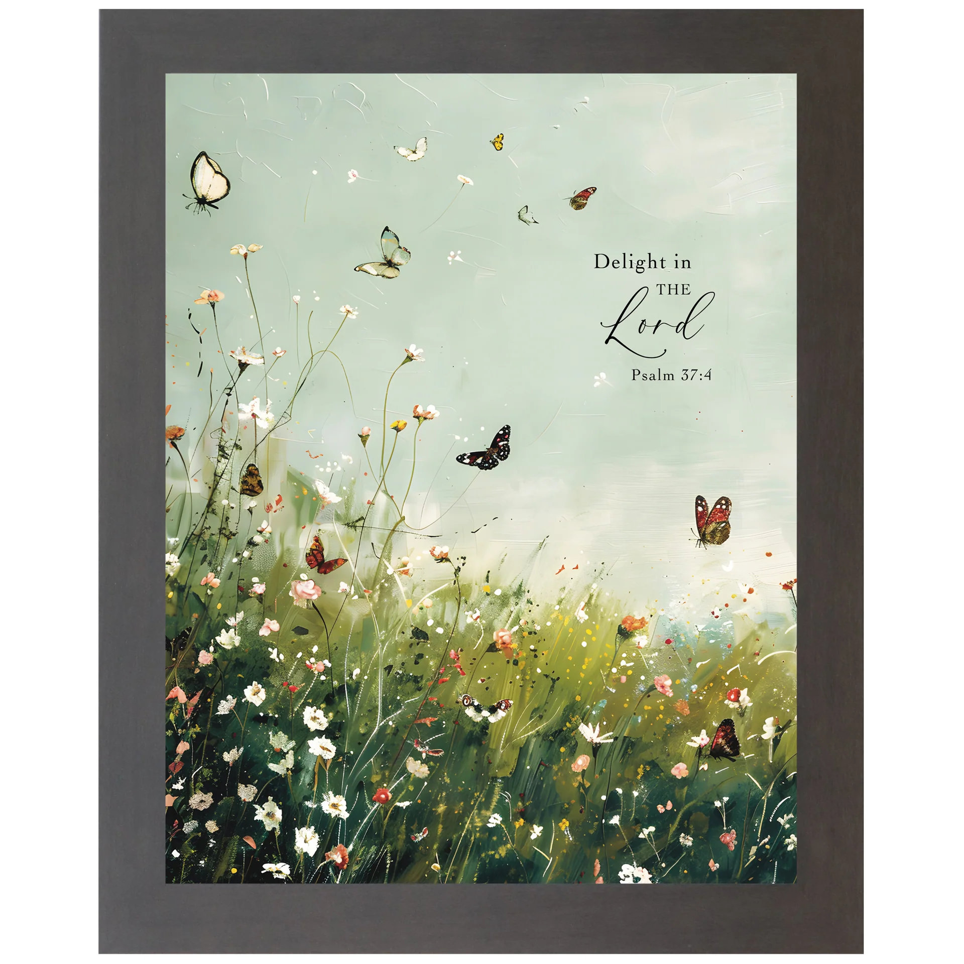 August Grove® Delight In The Lord Butterfly Spring Floral Christian Art ...