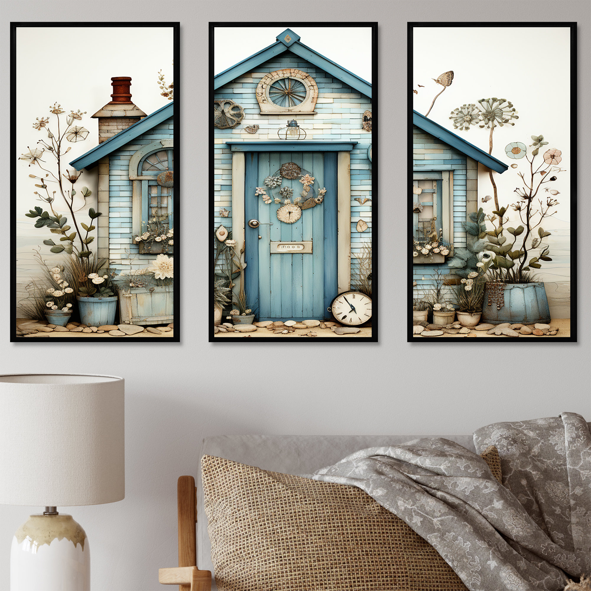 Beachcrest Home™ Blue Beach House Collage Tranquility - Landscape ...