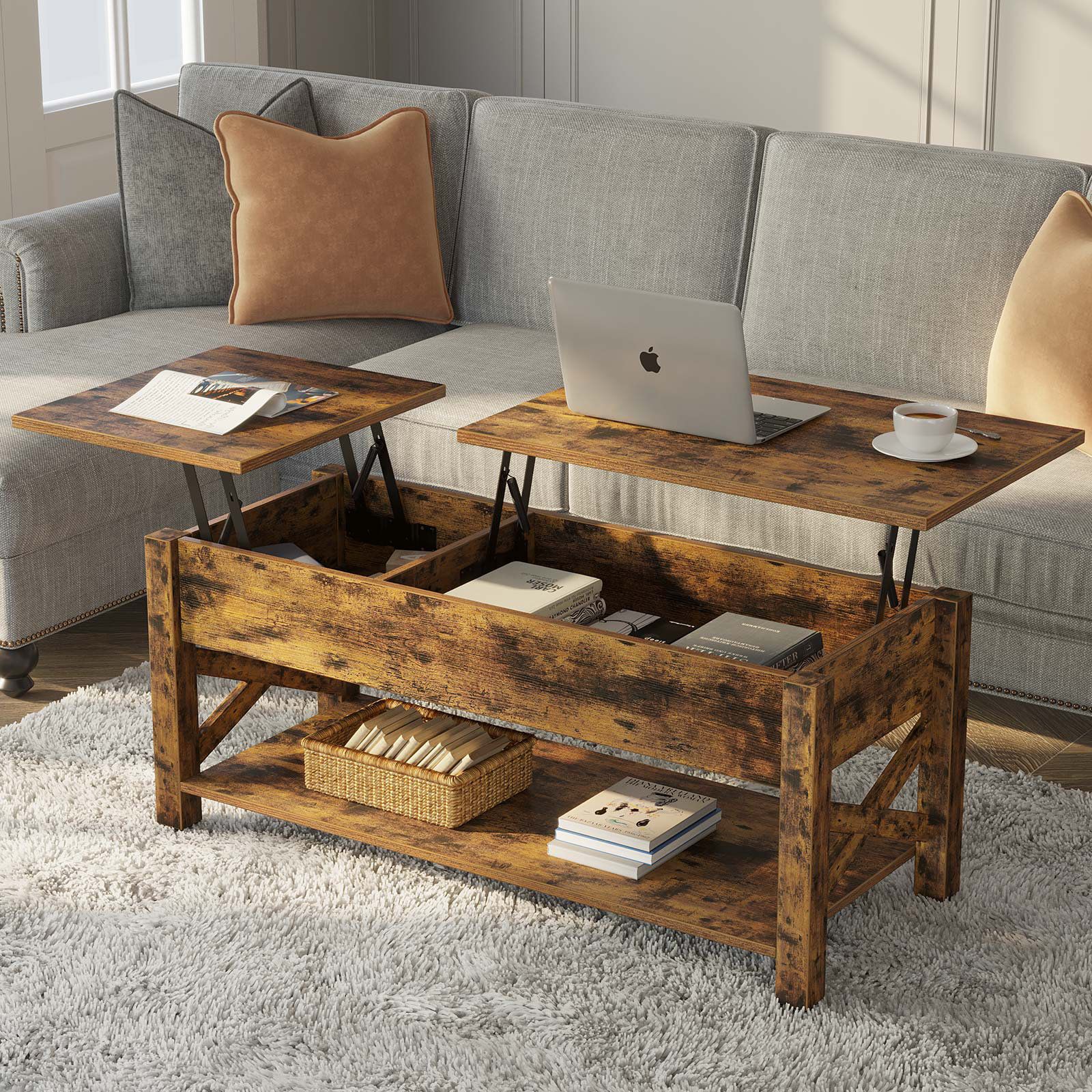 Gracie Oaks Siante 2 Way Lift Top Coffee Table with Hidden Compartment ...