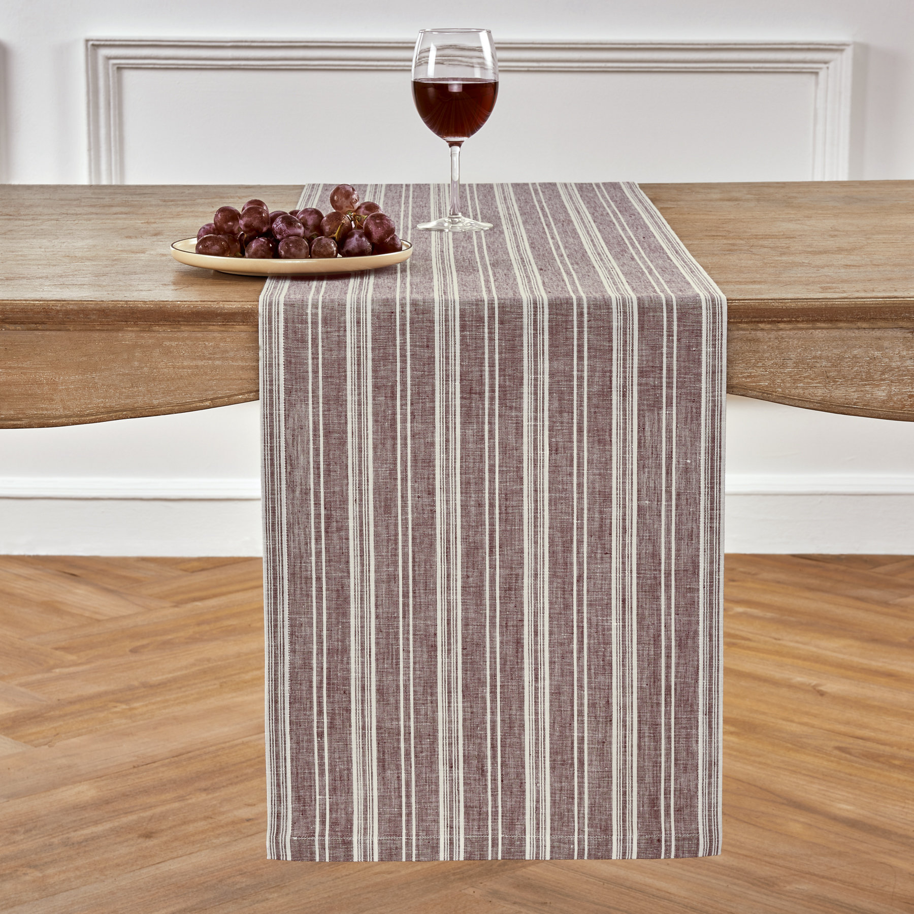 Solino Home Chelsea Stripe - 100% Pure Linen Rectangle Dining Table ...