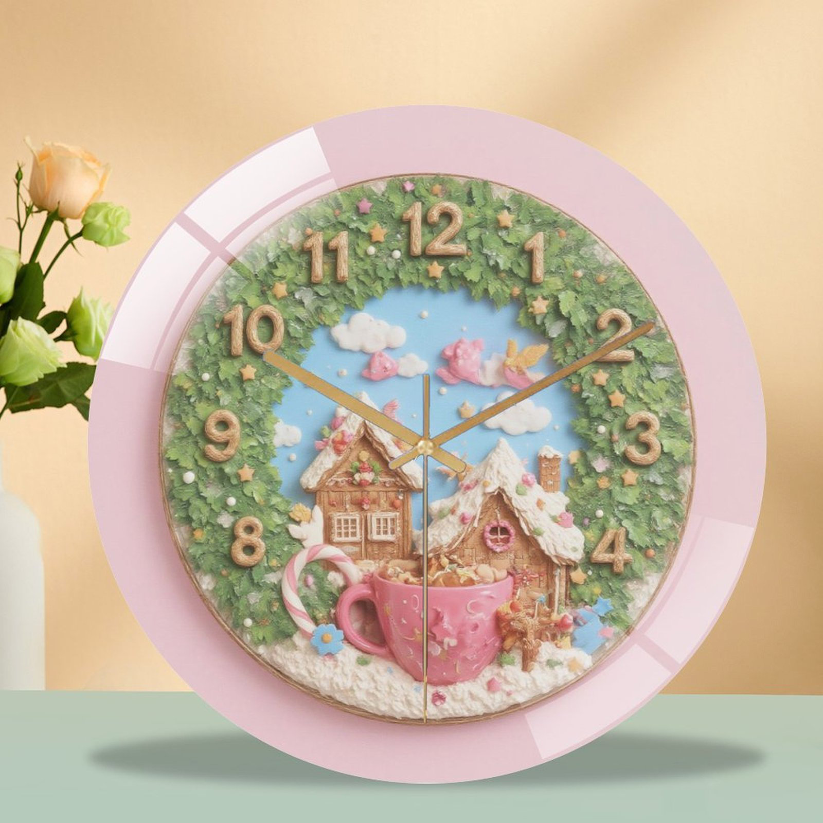 East Urban Home 12" Round Tempered Glass Wall Clock with Silent Quartz ...