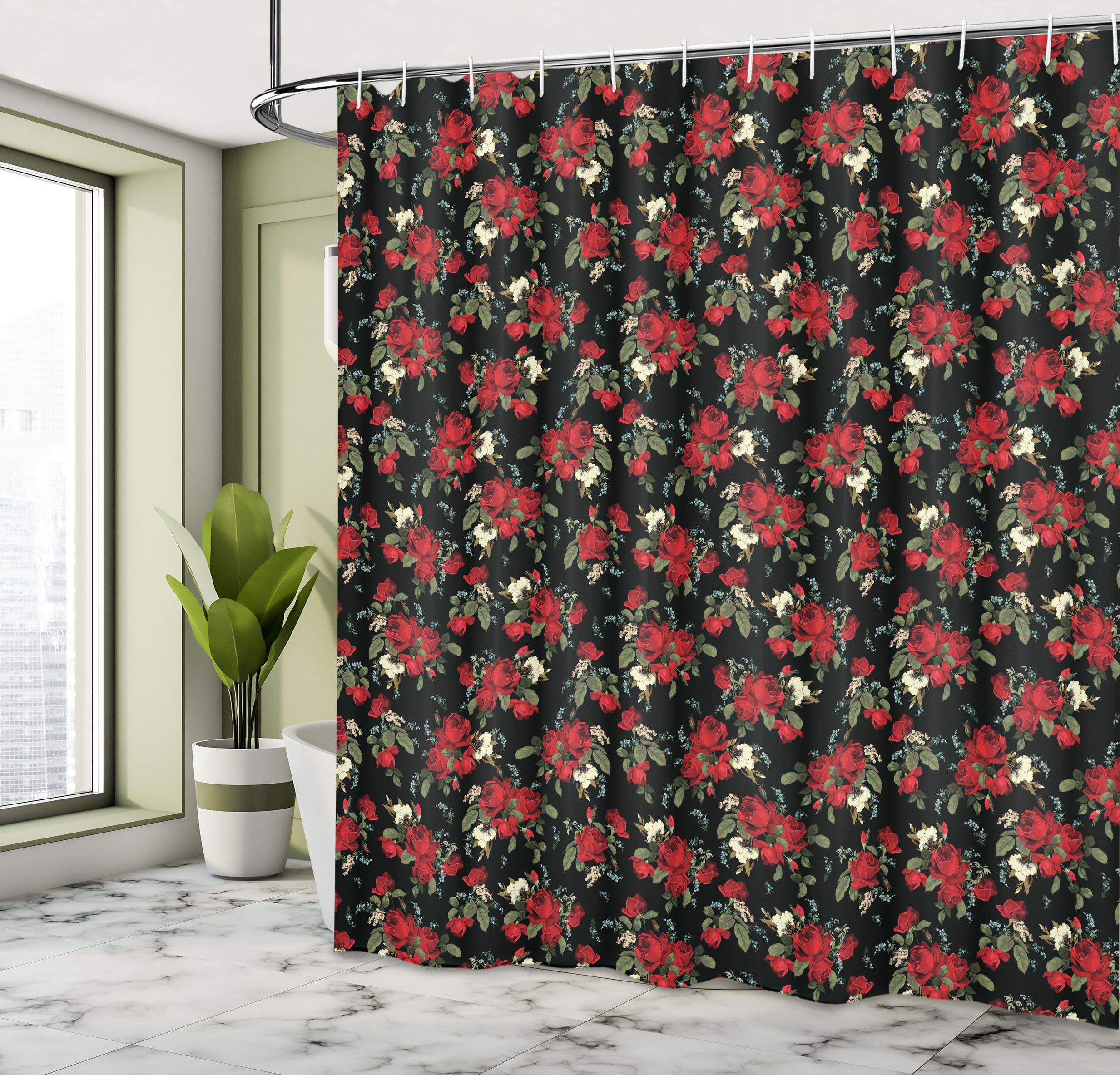East Urban Home Abstract Shower Curtain Shabby Garden Farm Design 33465 ...