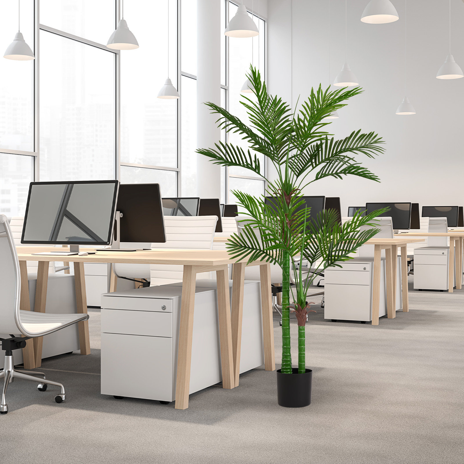 Latitude Run® Wilder Faux Palm Tree with 18 Leaves & Double Rod | Wayfair