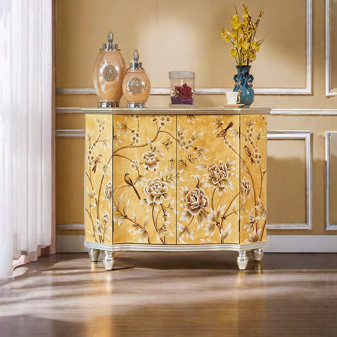 Liu's ink furniture Hand Painted Elegant Storage Cabinet | Wayfair