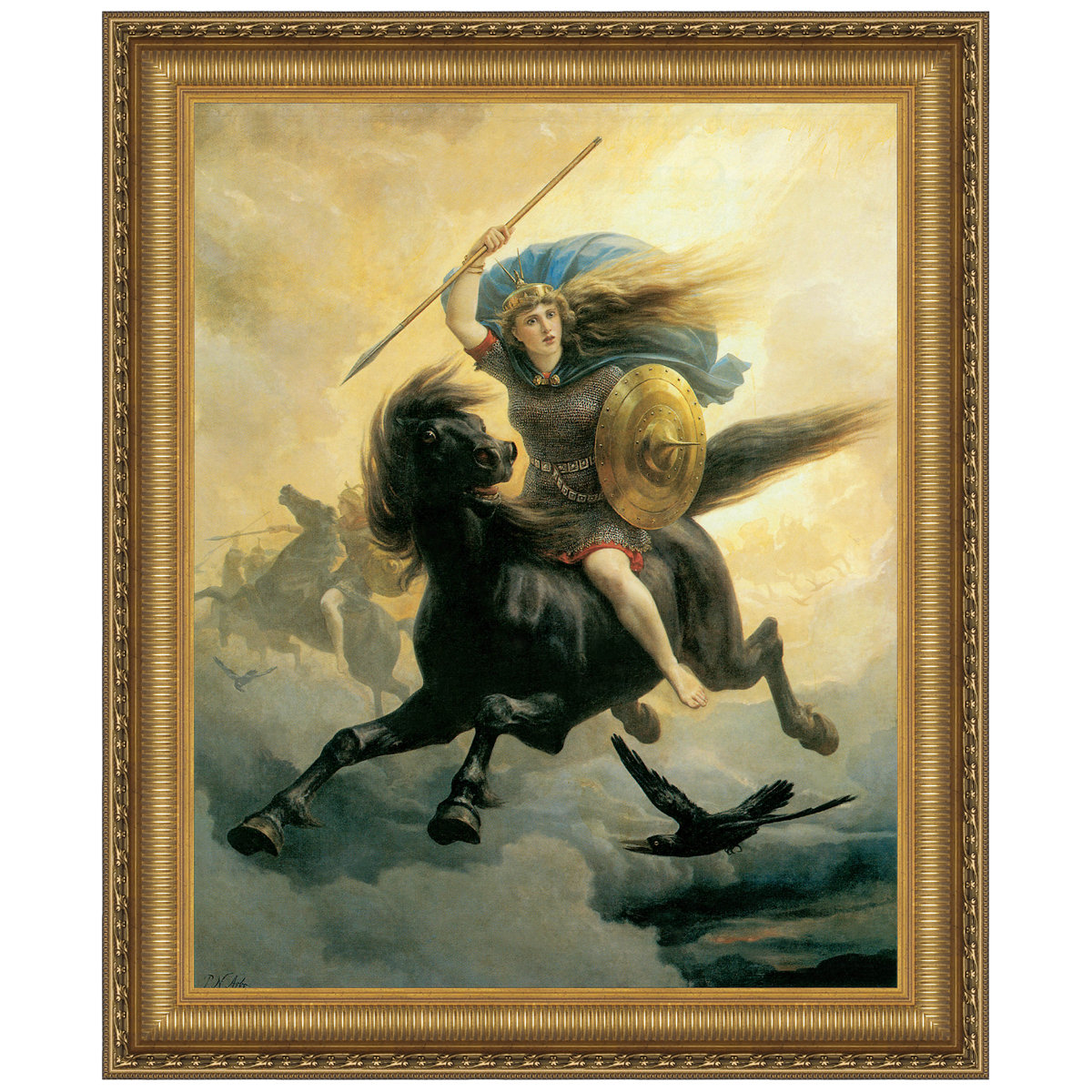 Vault W Artwork Valkyrie, 1865 by Peter Nicolai Arbo Framed Painting ...