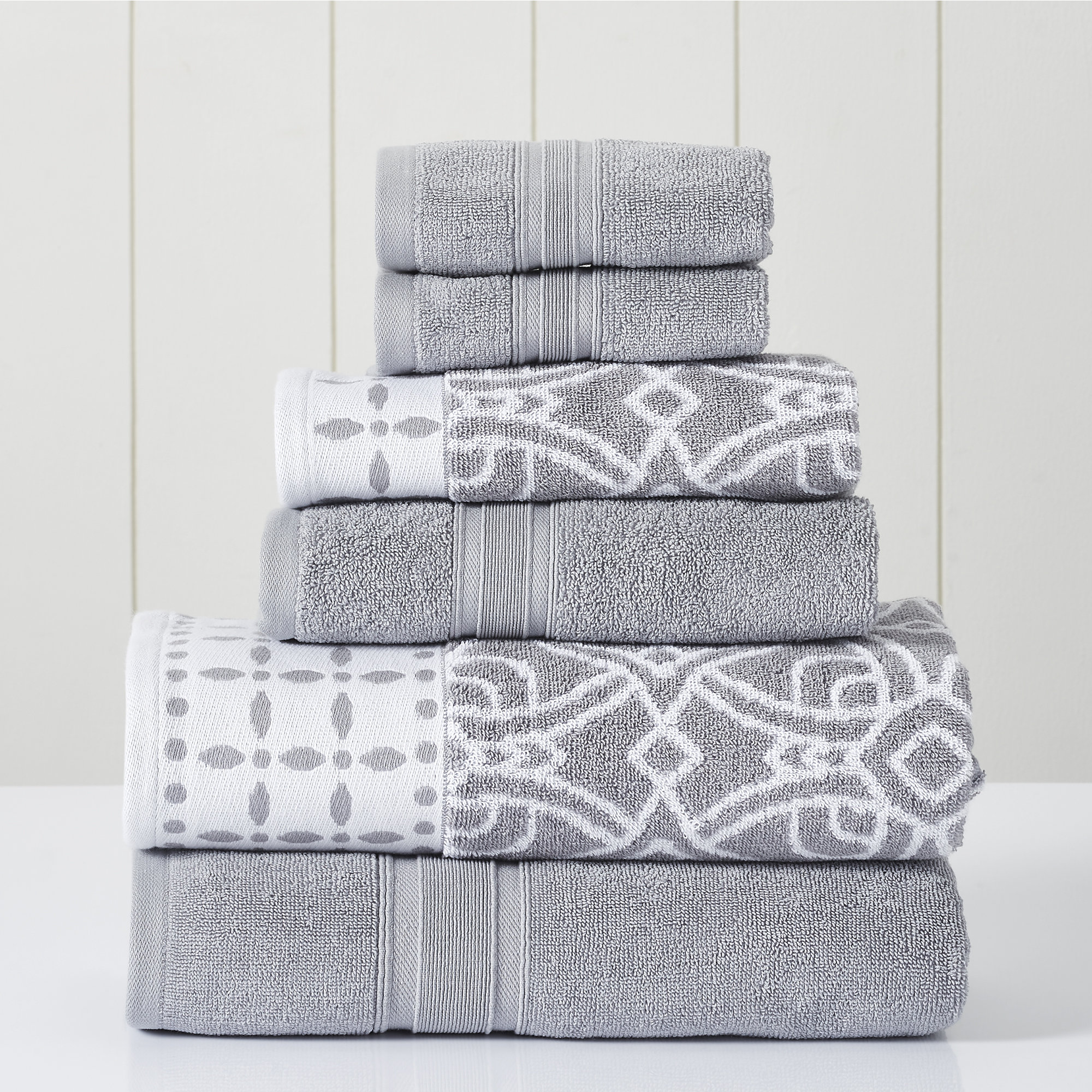 Modern Threads 6 Piece Set, 2 Bath Towels, 2 Hand Towels, 2 Washcloths ...