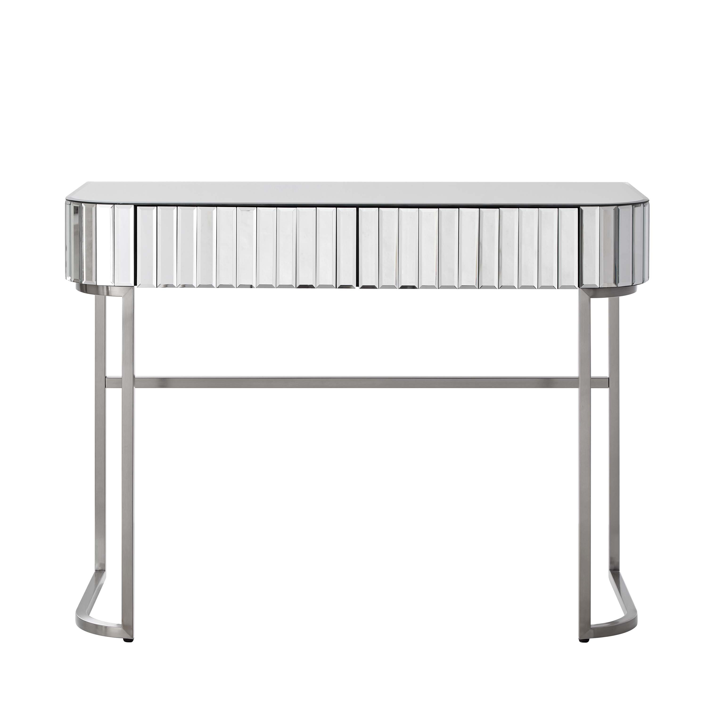 Latitude Run® 39" Mirrored Makeup Vanity Table with Stainless Steel ...