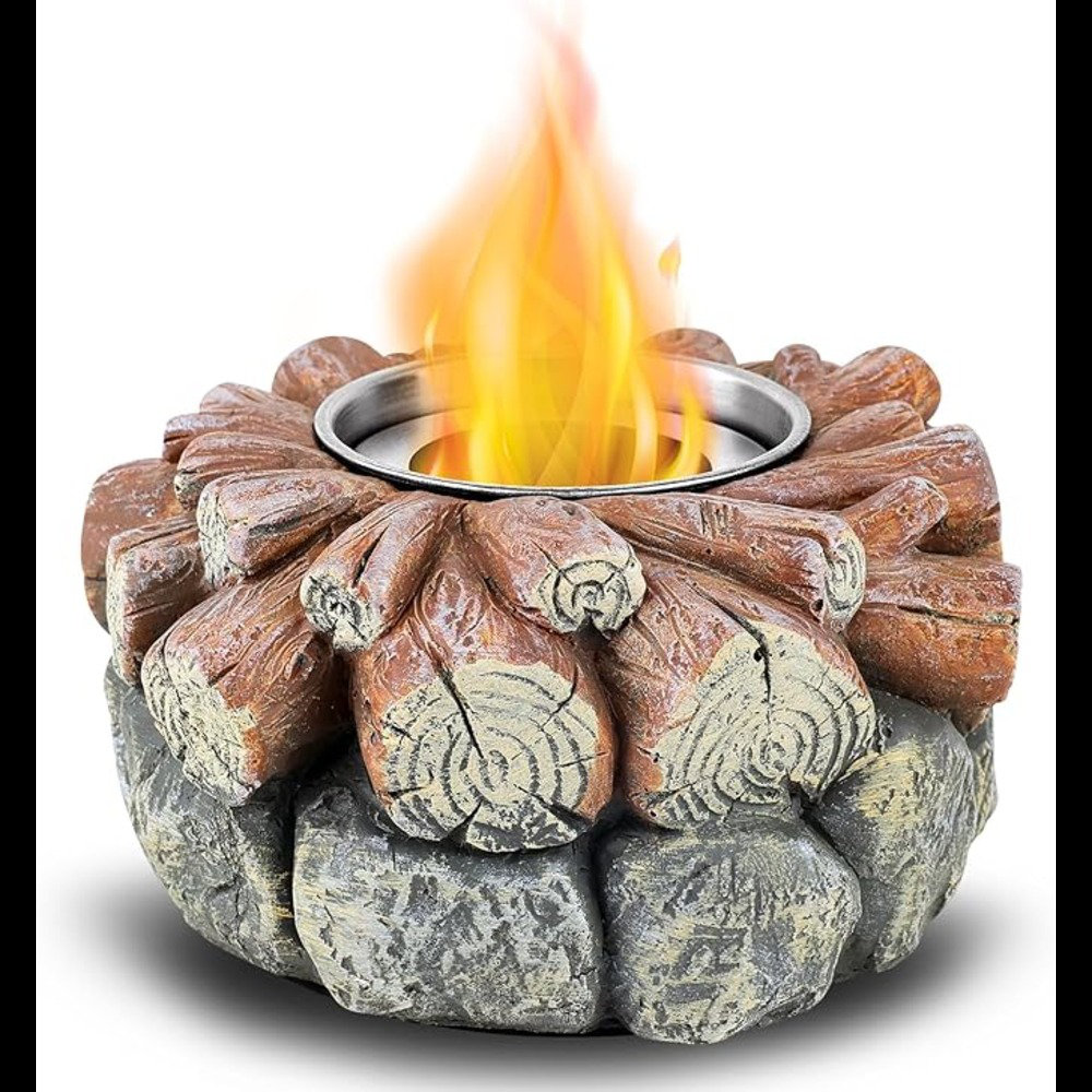Invenitiah Guzon Tabletop Fire Pit - Concrete Outdoor Fireplace For ...