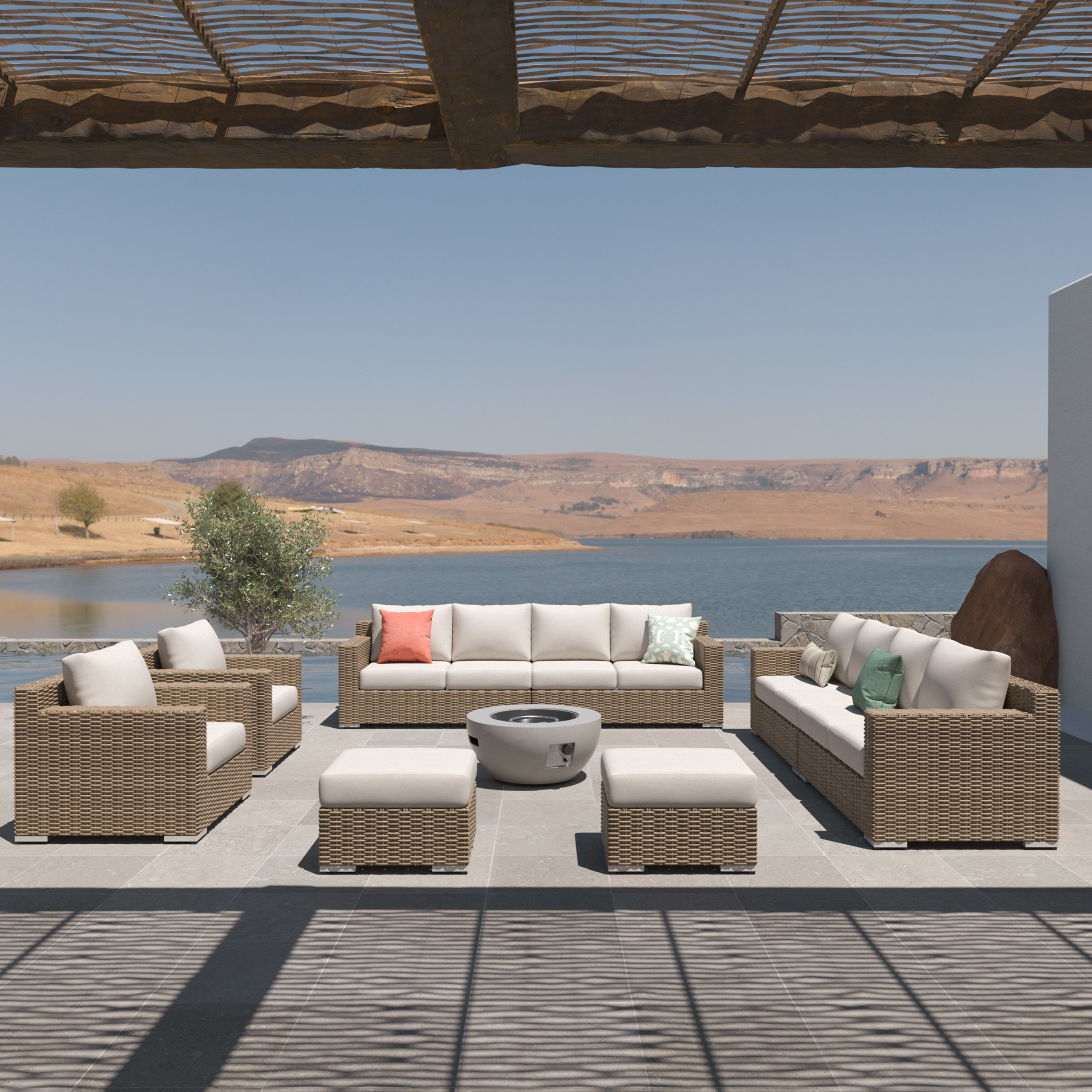 Hokku Designs Tenafly 9-Piece Fire Seating Sectional | Wayfair