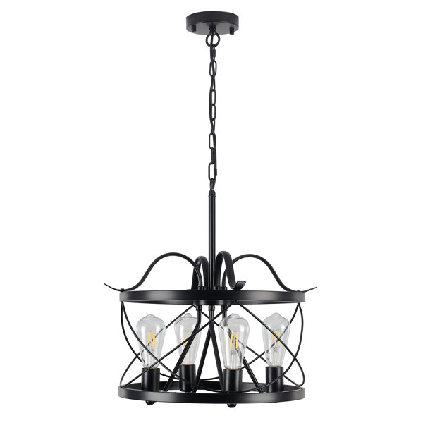 Winston Porter Walesca Black Lantern Pendant Light, 4 Lights Farmhouse ...
