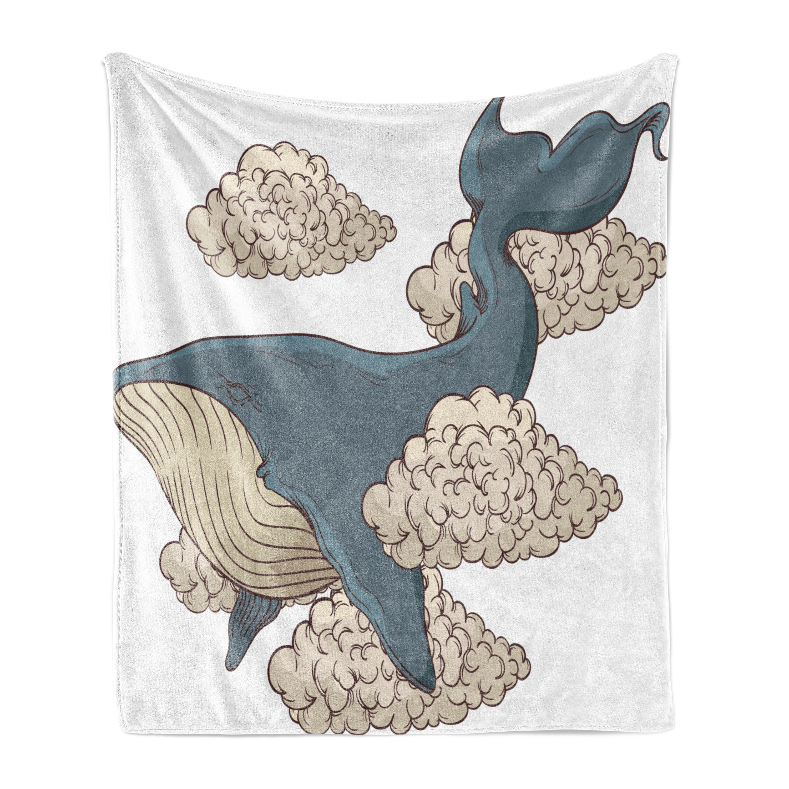 Ambesonne Whale Fleece Throw Blanket Sky Clouds Animal Fish | Wayfair