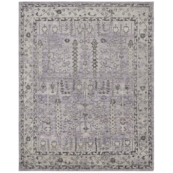Madison Couture Rugs Tribal Elegance Lilac Hand-Knotted Wool Area Rug ...