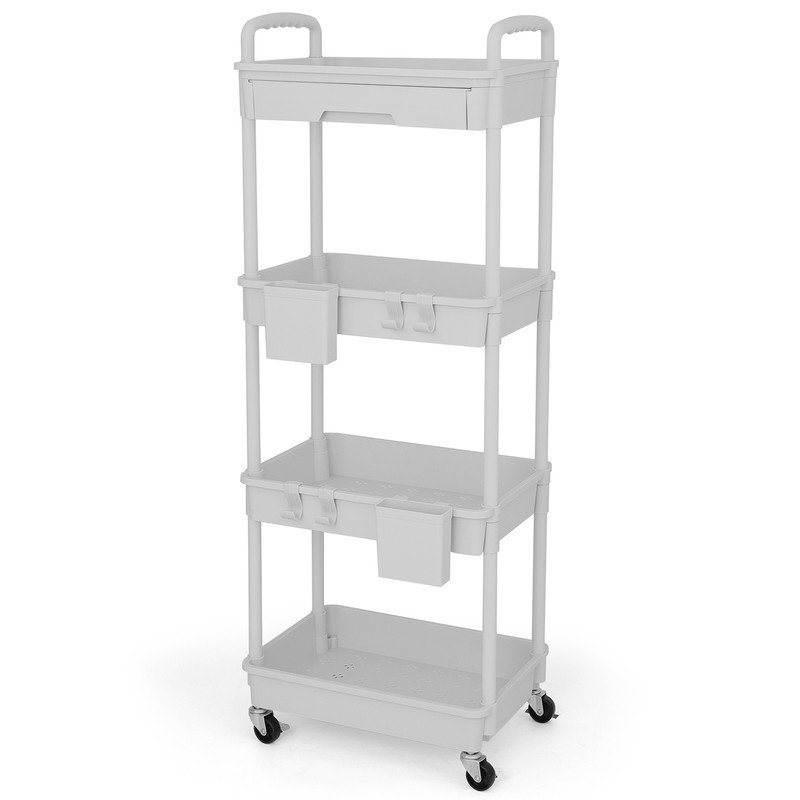 Rebrilliant 4-Tier Rolling Multi-Purpose Trolley With Drawers,Practical ...