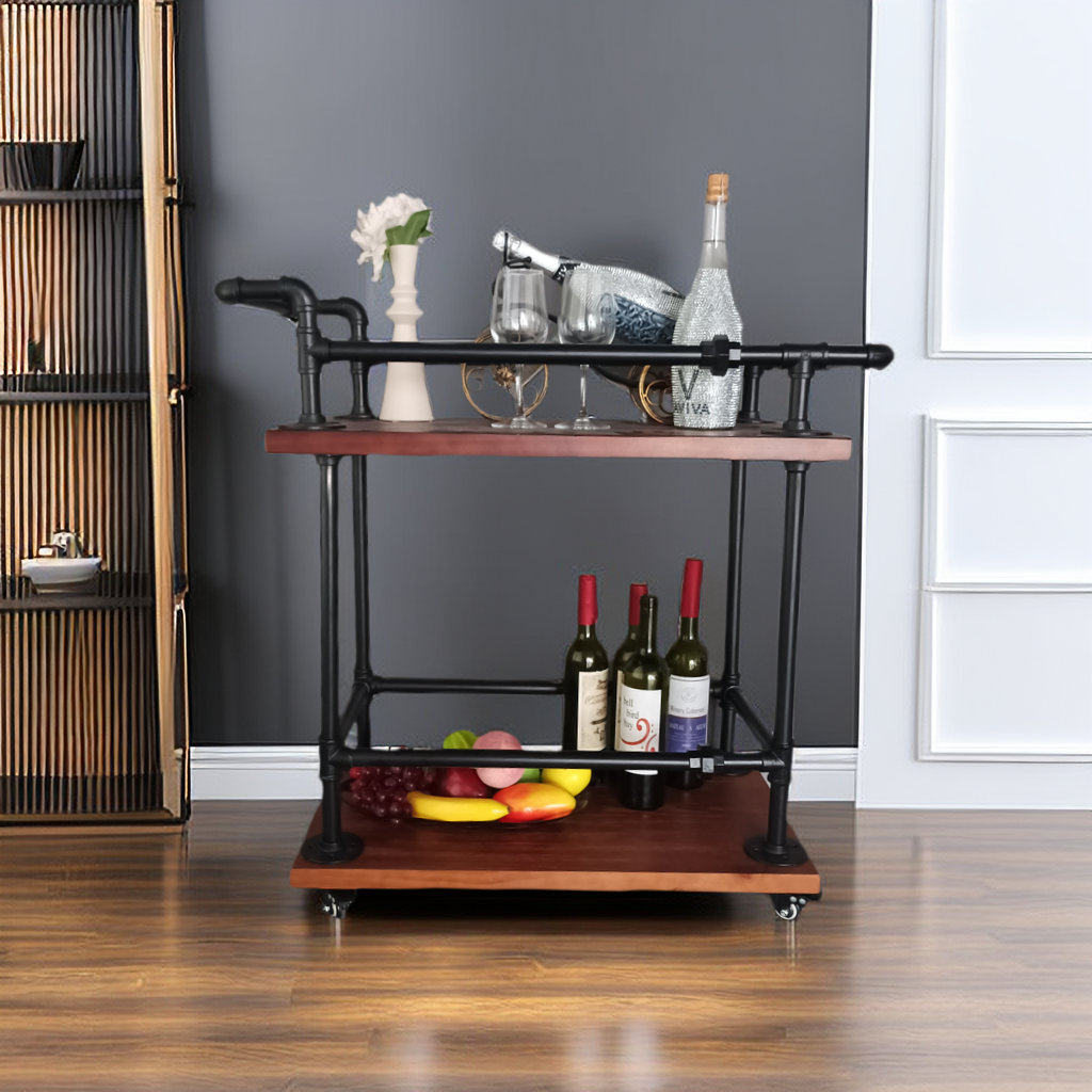 Williston Forge Bar Cart:2-Tier Home Bar Serving Cart,Kitchen Storage ...
