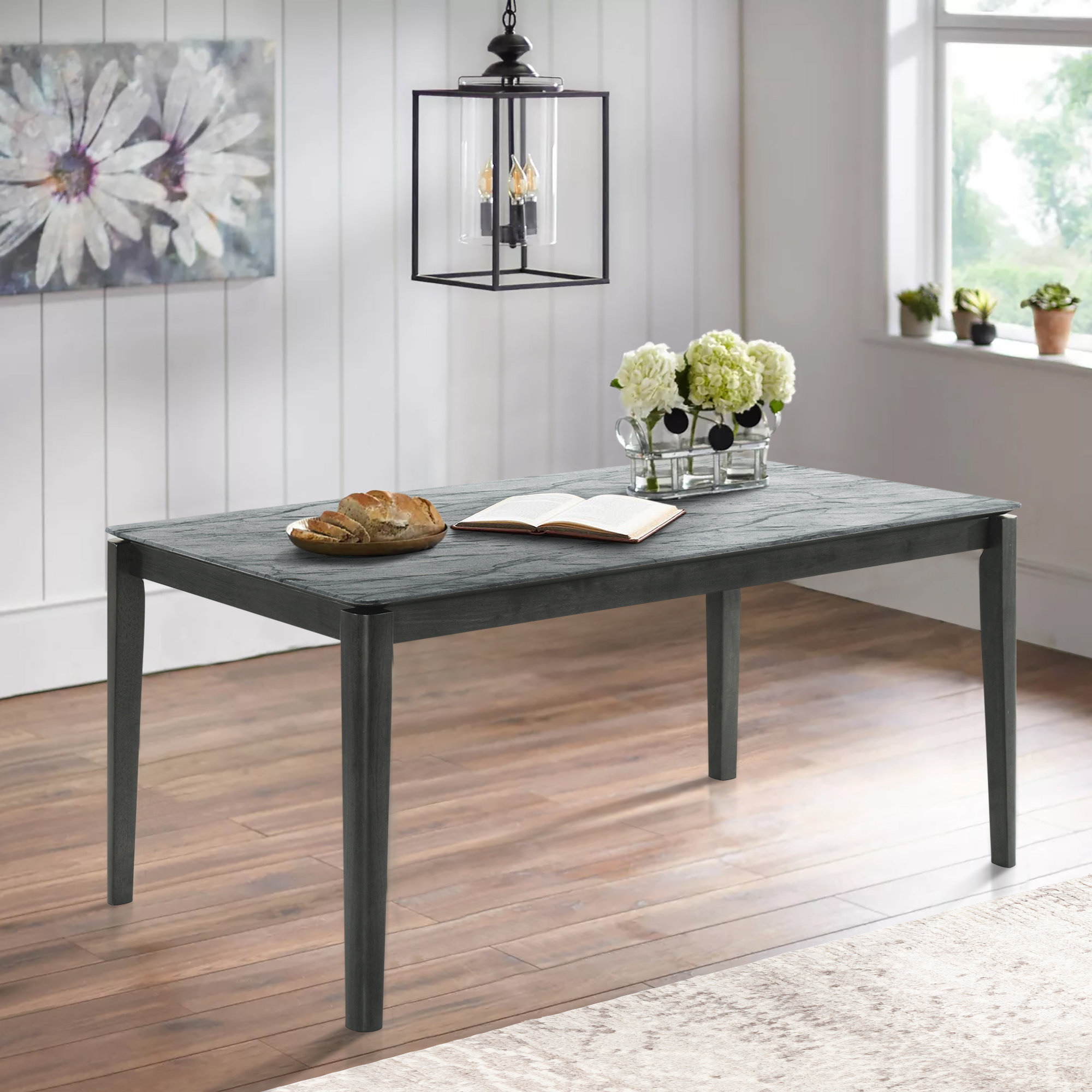 Ebern Designs Tomia Faux Marble Rectangular Dining Table | Wayfair