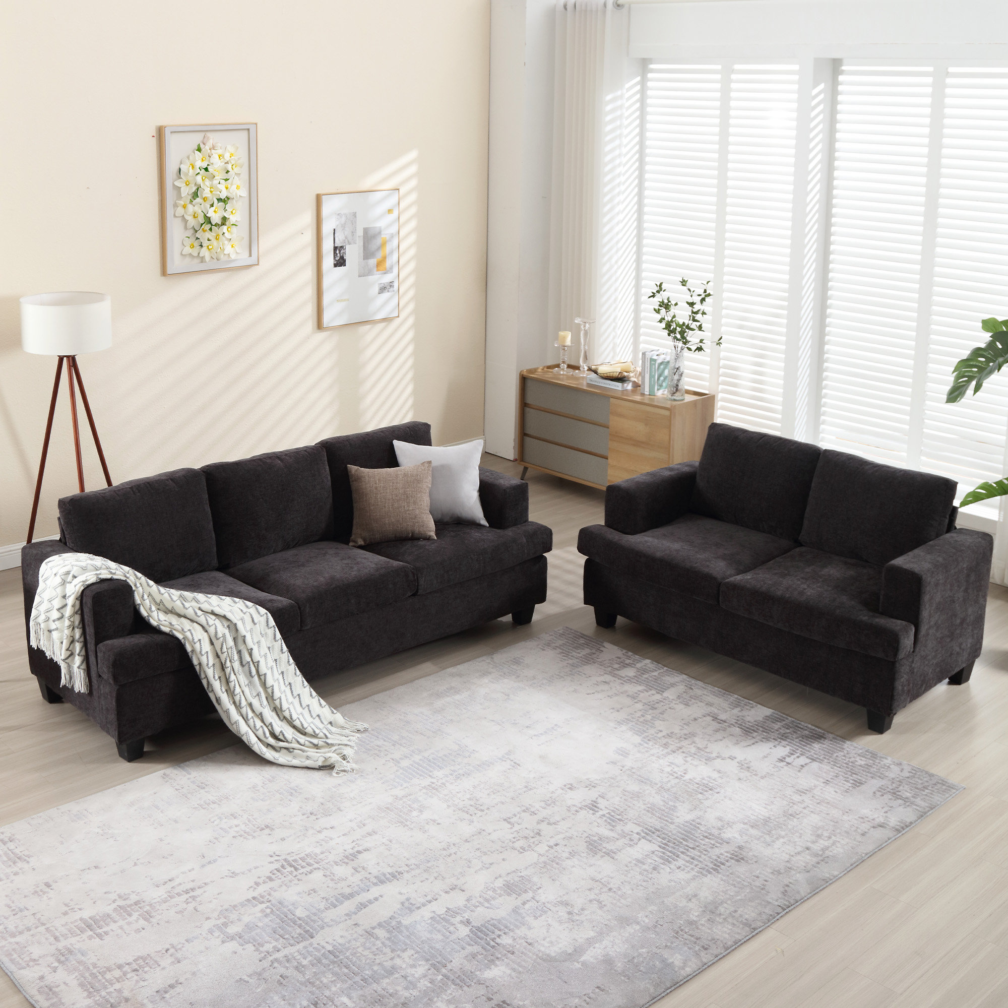 Latitude Run® Derrald 2-Piece upholstered modern sofa set | Wayfair