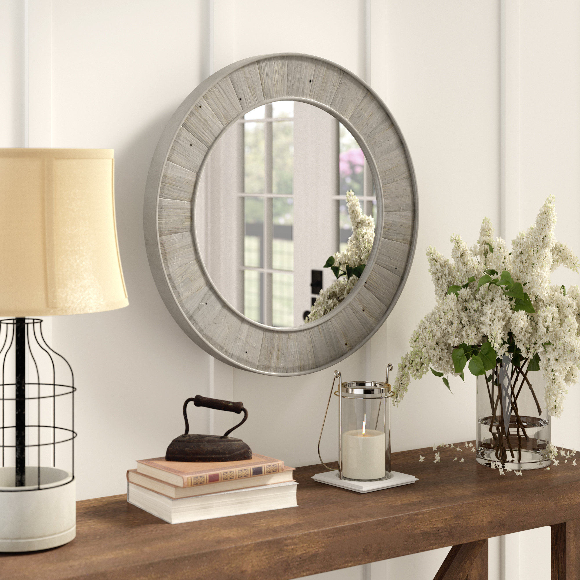 Gracie Oaks Vice Round Grey Wall Mirror & Reviews - Wayfair Canada