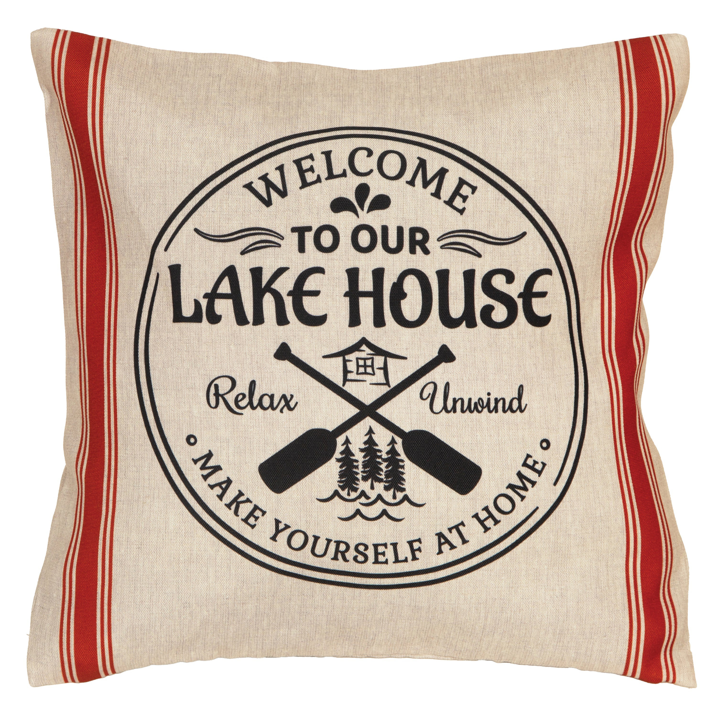 Carstens Inc. Red Stripe Lake House Outdoor Pillow 18x18 | Wayfair