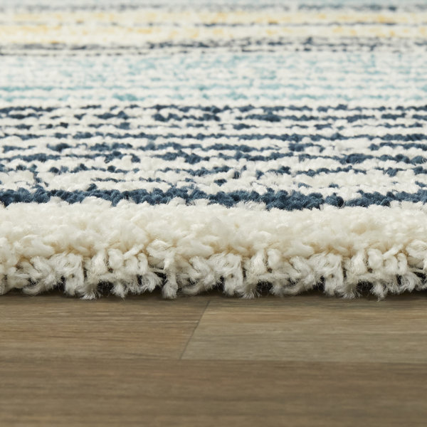 Highland Dunes Snead Striped Blue/Yellow Area Rug & Reviews | Wayfair