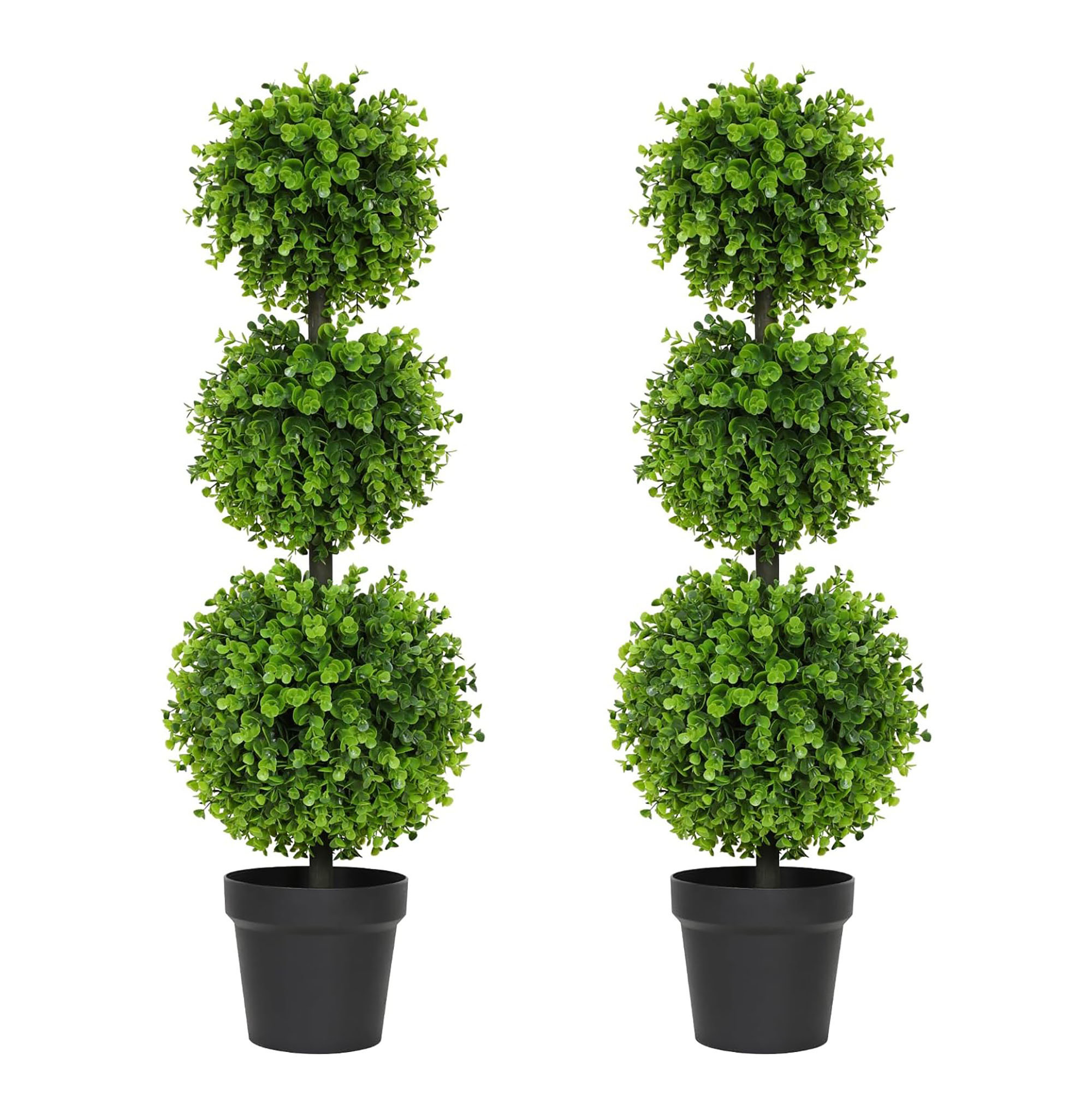 Primrue Fake Boxwood Topiary Tree Set Of 2 ,Faux 3 Balls Tree Topiary ...