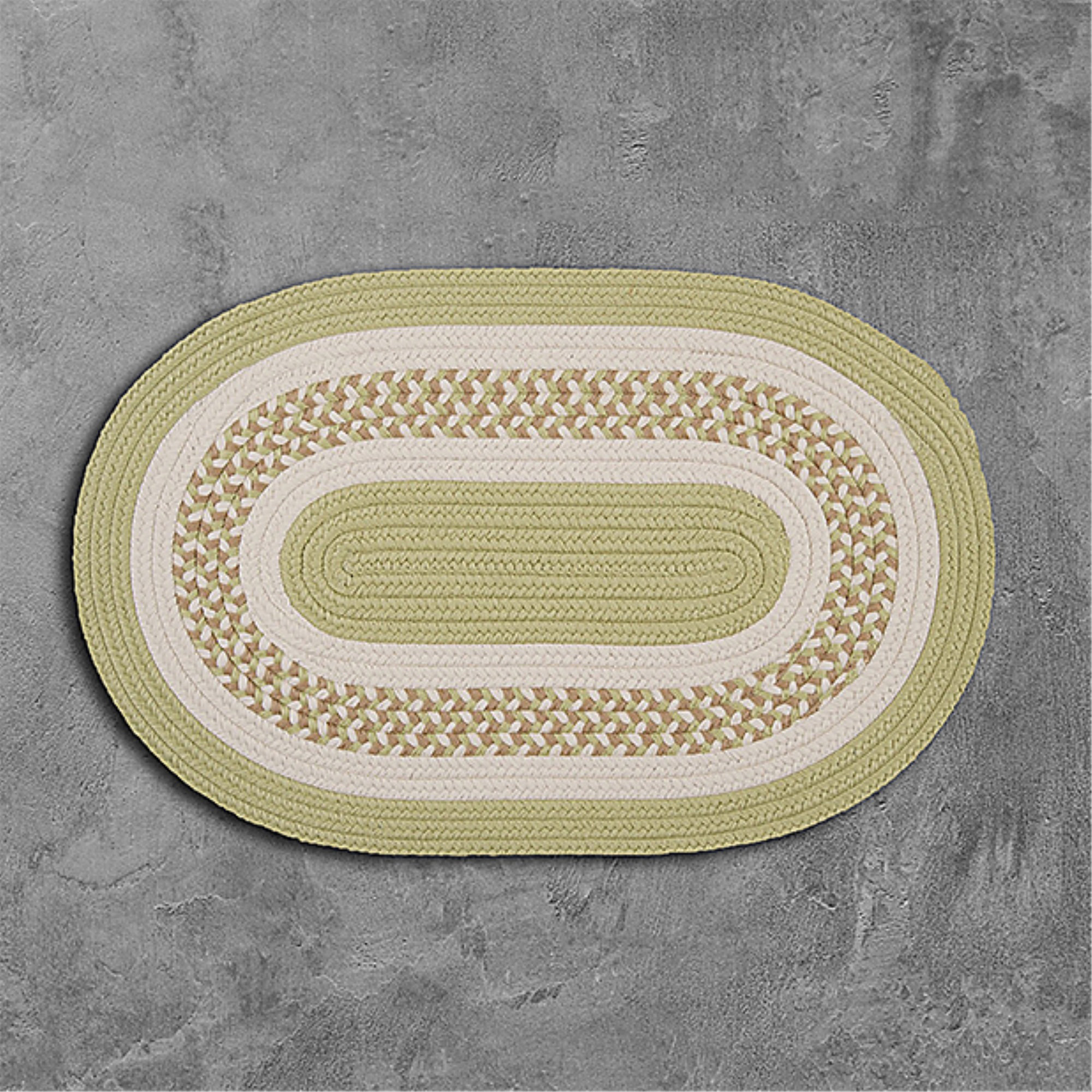 Colonial Mills Round: 7' x 7' - Flowers Bay Light Green Braided Rug ...