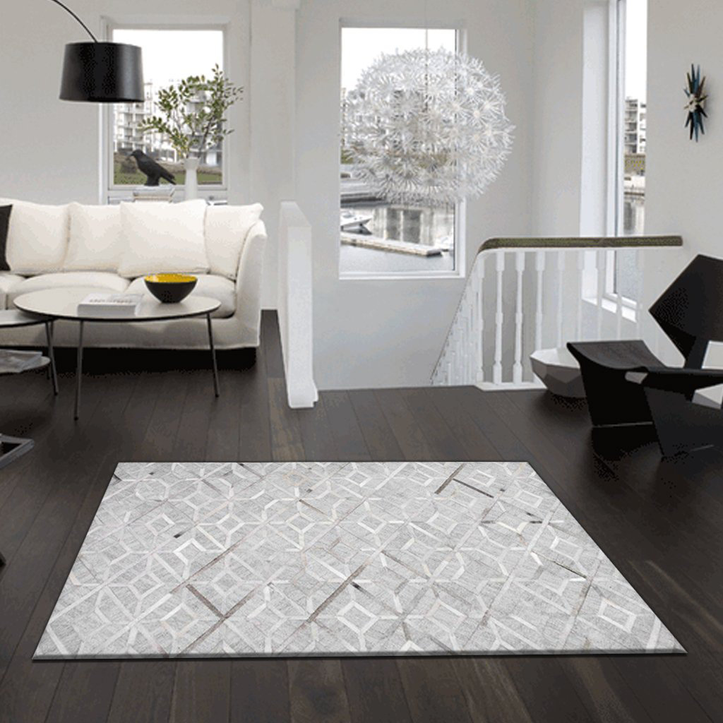 Latitude Run® Cowhide Hair On Rug Patch Work Handmade Leather Carpet ...