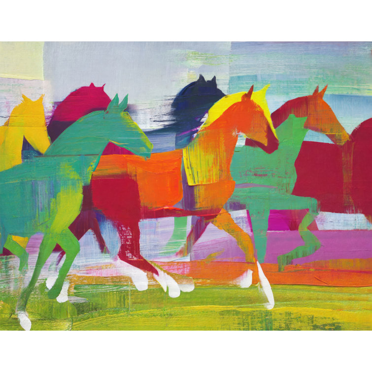 Union Rustic Horses Two On Canvas by Stephen Chambers Print | Wayfair
