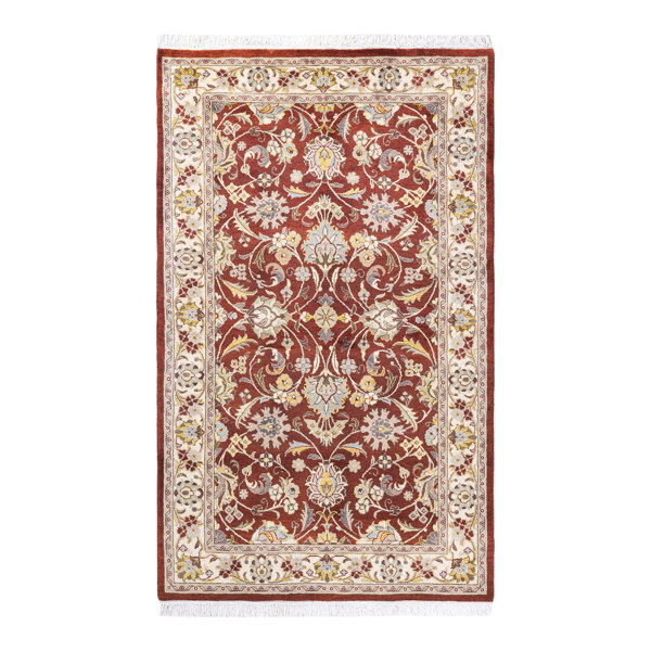 The Twillery Co. Hand Knotted Wool Traditional Hayner Orange Area Rug 3 ...