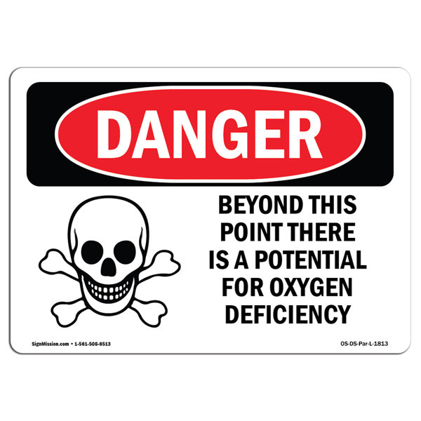 SignMission OSHA Danger Oxygen Deficiency Beyond This Point Sign ...