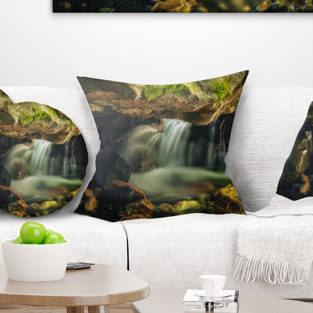 Design Art Landscape Printed Wasatch National Forest Waterfall Pillow ...