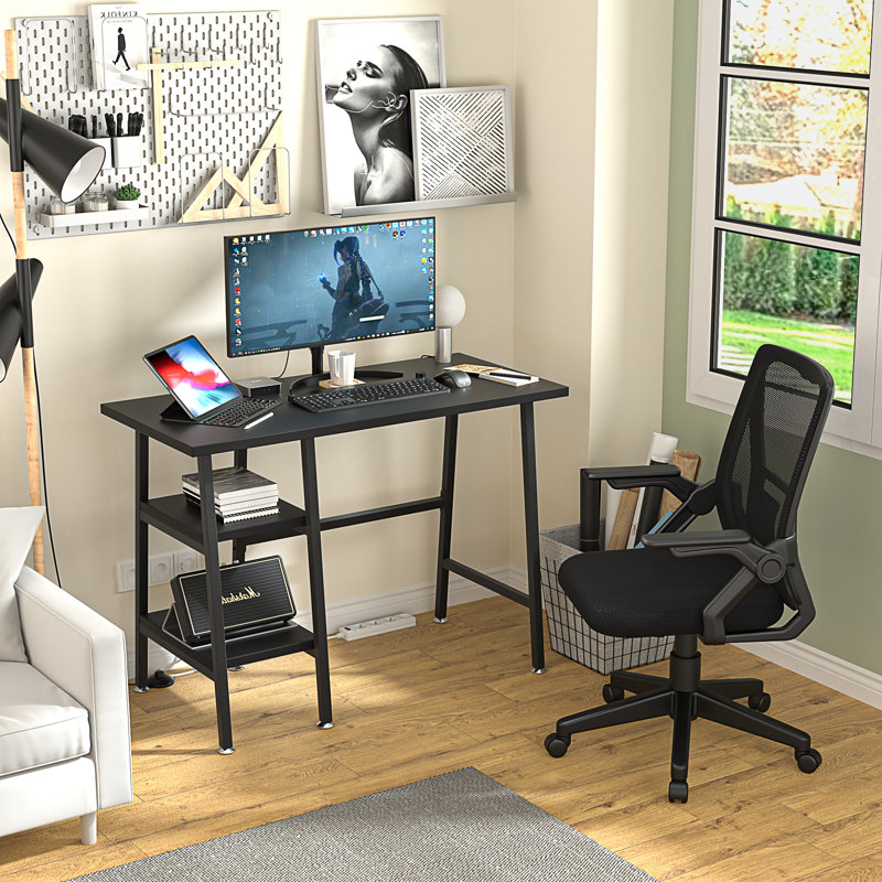 Vecelo Home Office Desk and Chair Set Computer Desk and Ergonomic Mesh ...