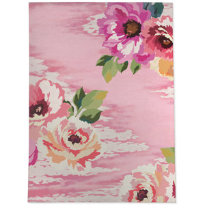 Red Barrel Studio® Machine Woven Performance Pink/Green Rug | Wayfair