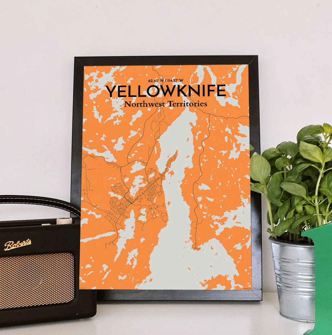Wrought Studio™ 'Yellowknife City Map' Graphic Art Print Poster in ...