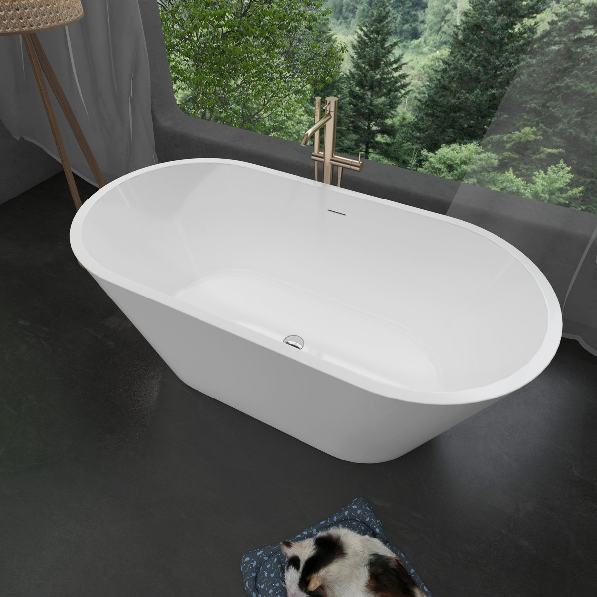 SOTUBX Free Standing 51" x 28" Deep Soaking Bathtub Acrylic A24 Soaking ...