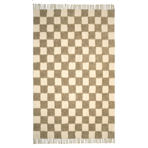 Brayden Studio Antowan Chequered Machine Woven Area Rug | Wayfair.ie
