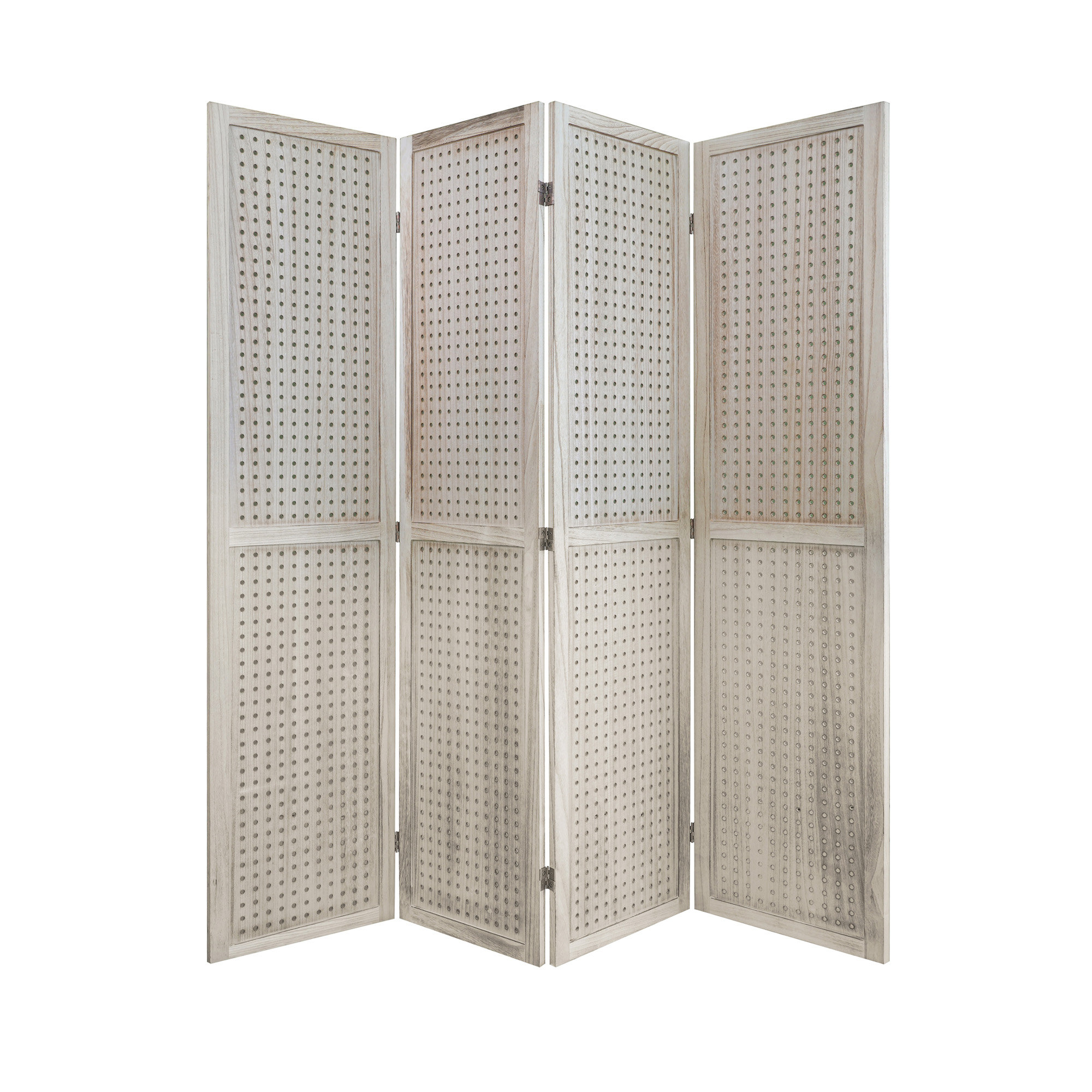 Latitude Run® 4 Panel Room Divider, 5.6Ft Pegboard Display Wooden Room ...