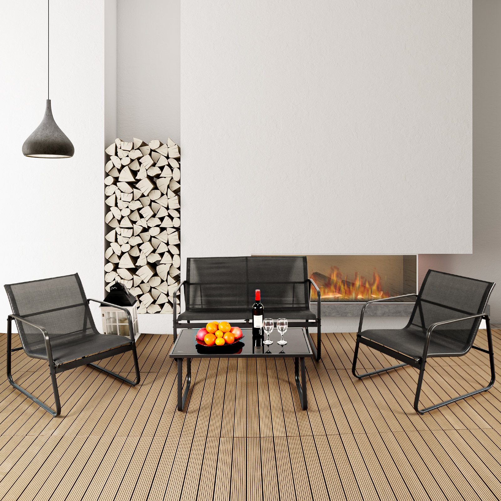 Ebern Designs Evalett 4 - Person Outdoor Patio Conversation Sofa ...