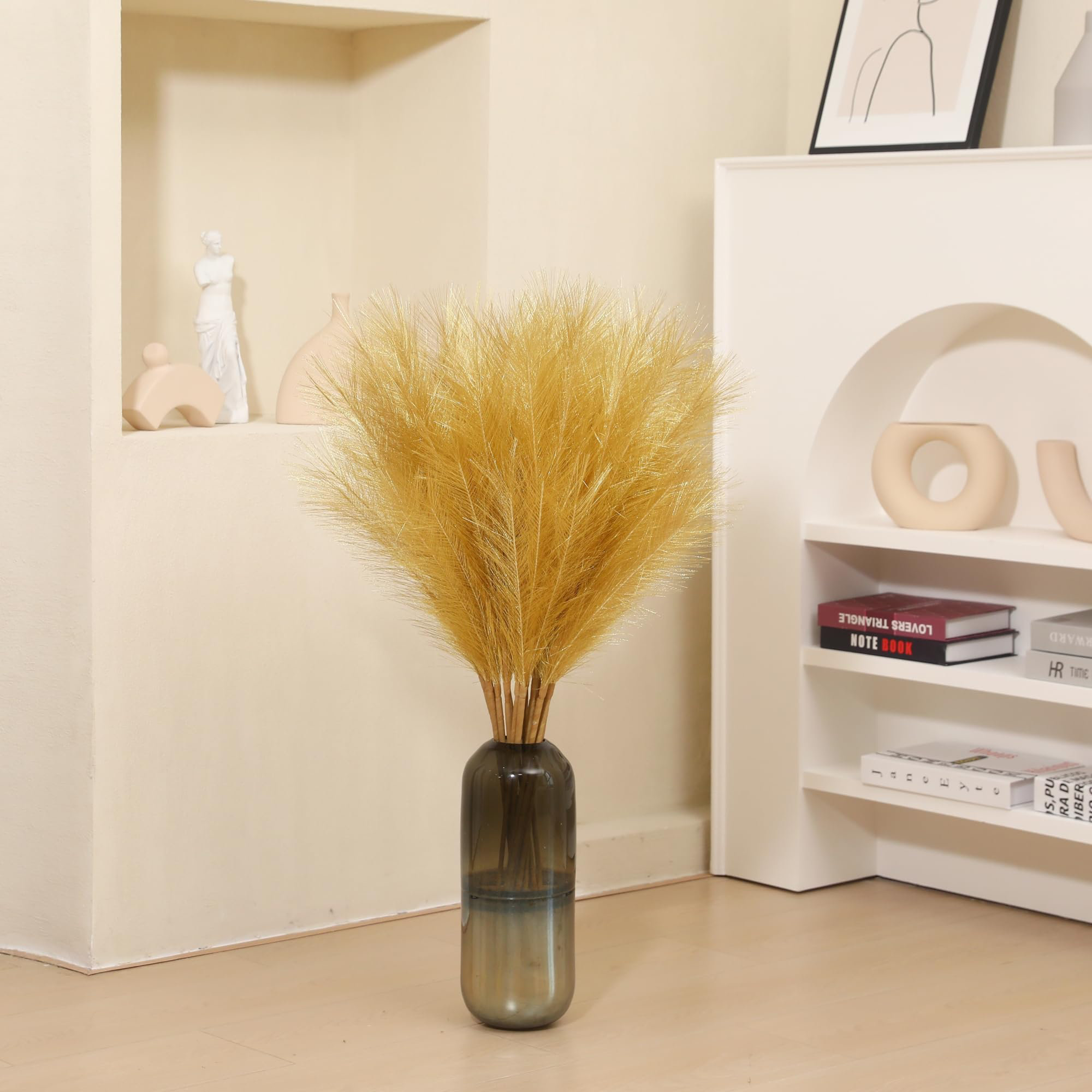 Primrue 9 Stems Black Pampas Grass - 38 Inch Tall Faux Pompous Grass ...