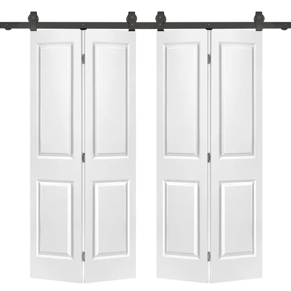 Calhome Paneled MDF Composite Double Bifold Barn Doors with ...