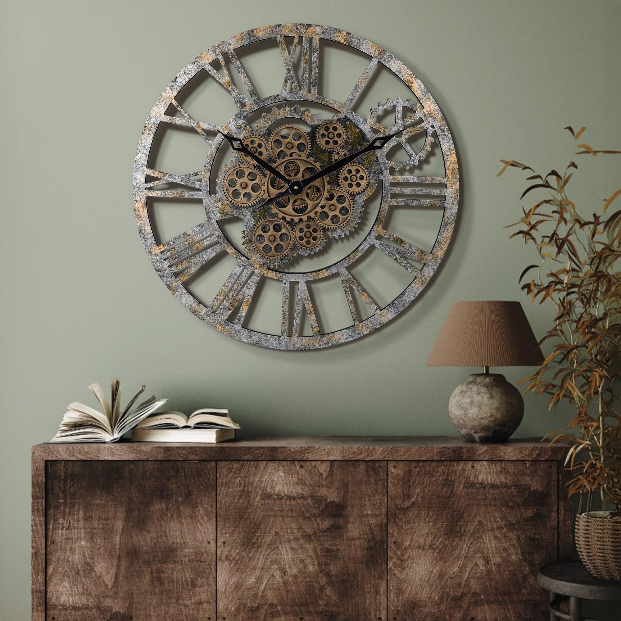 Williston Forge 23 Inch Steampunk Real Moving Gears Wall Clock ...