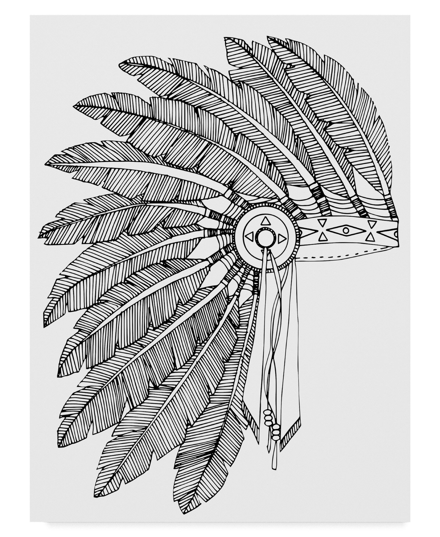 Ebern Designs Feather Headdress Line Art by Laura Miller - Wrapped ...